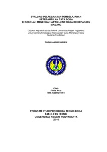 EVALUASI PELAKSANAAN PEMBELAJARAN KETERAMPILAN TATA BOGA DI SEKOLAH MENENGAH ATAS LUAR BIASA BC ...